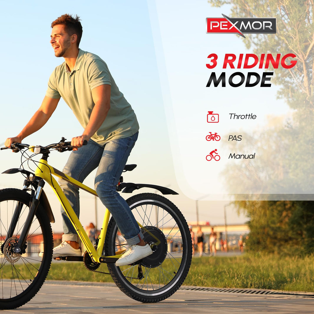 PEXMOR 26" Electric Bike Conversion Kit 48V Hub Motor Wheel Kit with B ...