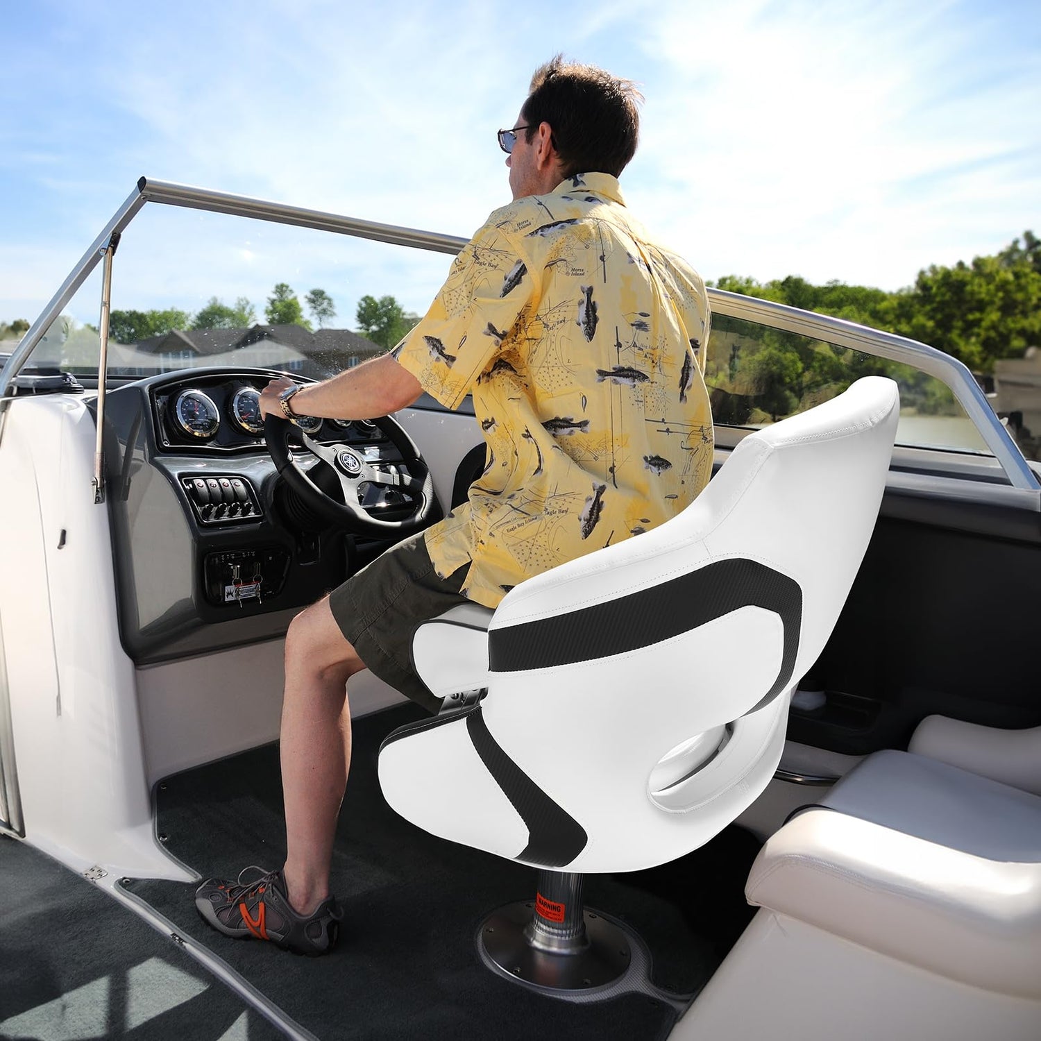 PEXMOR Pontoon Boat Captain Seat Waterproof with Stainless Steel Screw ...