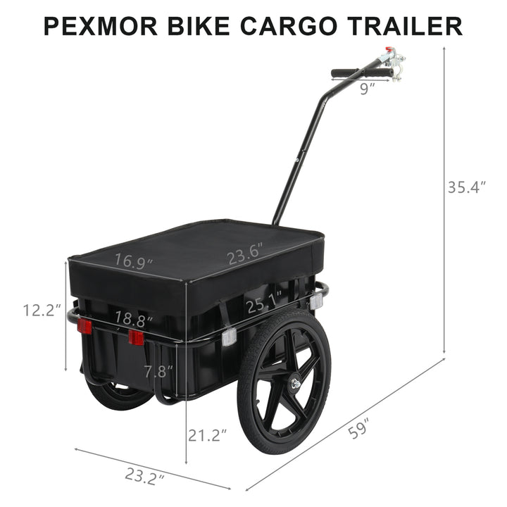 PEXMOR Bicycle Cargo Trailer with Removable Box and Waterproof Cover ...