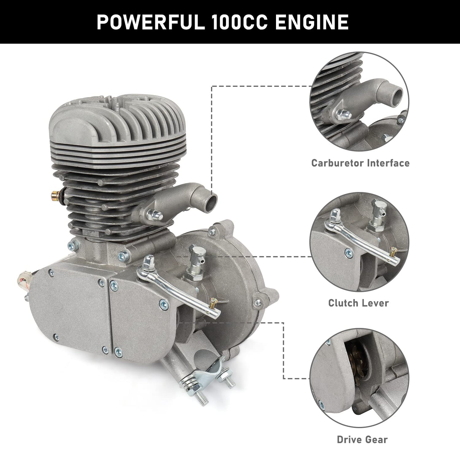 2-stroke Bike Motor 110cc Motorized Bicycle Engine Kit - 2-Stroke, 55km ...